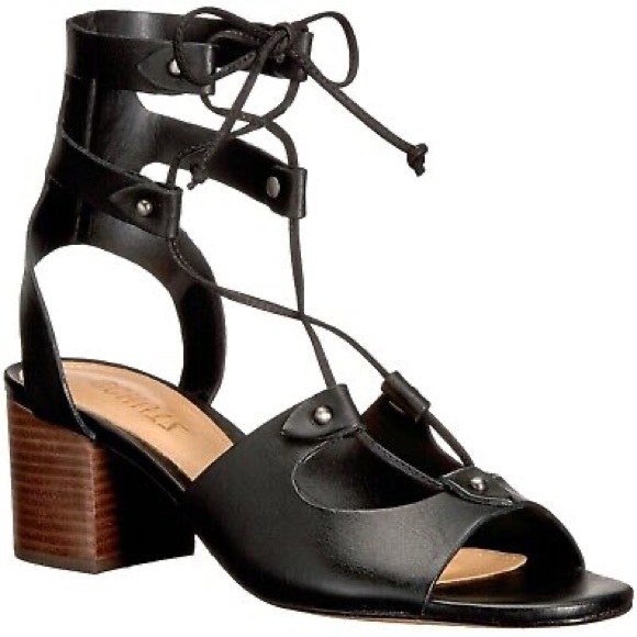 Schultz | Shoes | New Schutz Monik Black Leather Gladiator Block Heels Sandal Pump Strap Shoe 85 ...